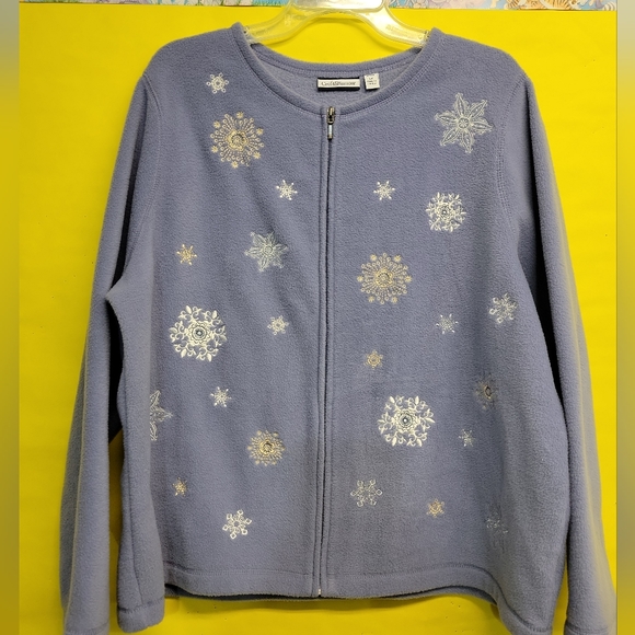 croft & barrow | Tops | Croft Barrow Snowflake Fleece Shacket Blue With ...